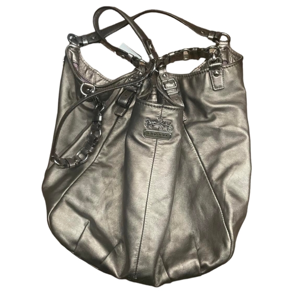 Coach | Bags | Coach 5958w Metallic Pewter Silver Madison Tote Shoulder ...